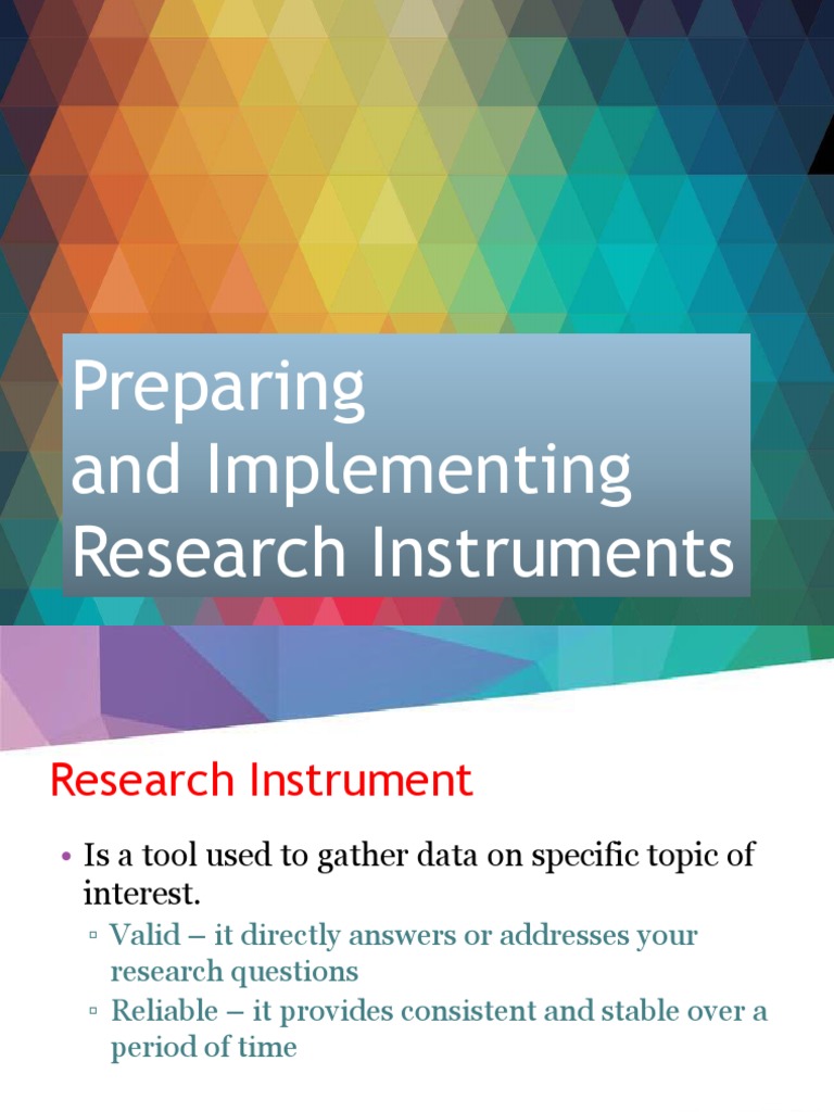 Preparing and Implementing Research Instruments | Download Free PDF ...