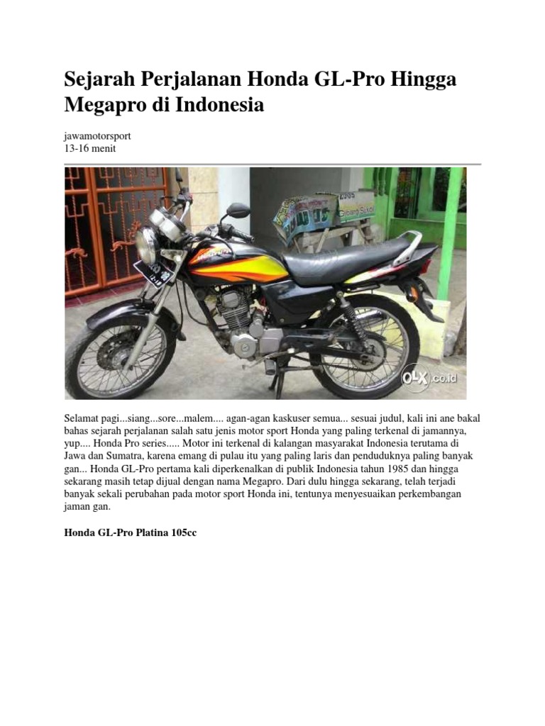 Sejarah Perjalanan Honda GL | PDF