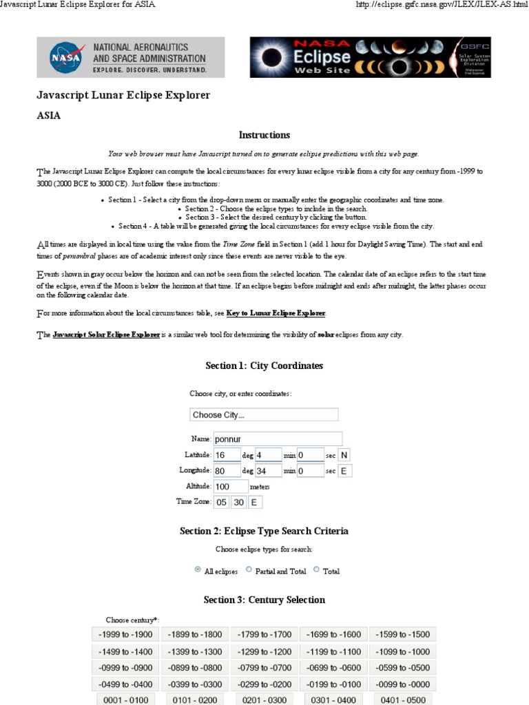 Javascript Lunar Eclipse Ex... | PDF | Eclipse | Goddard Space Flight ...