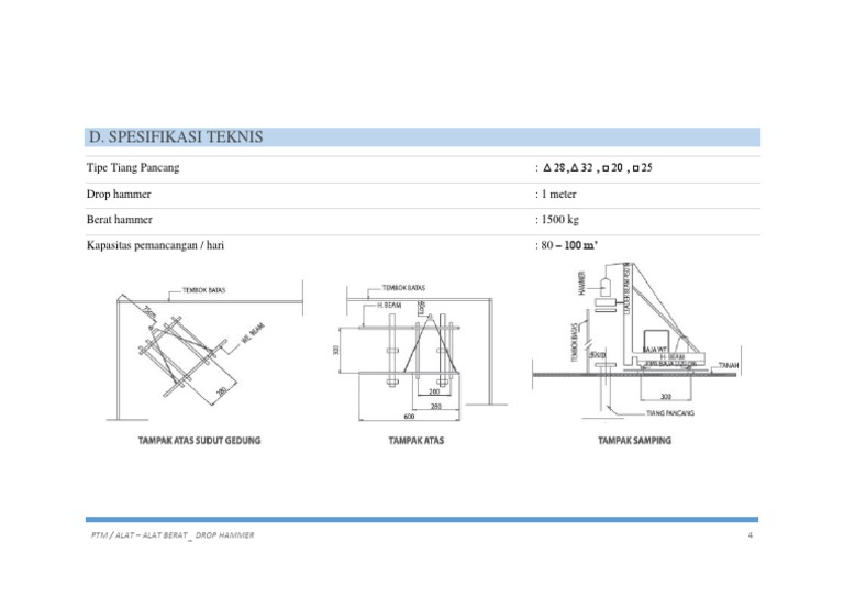 Spesifikasi Alat Pancang Drop Hammer | PDF