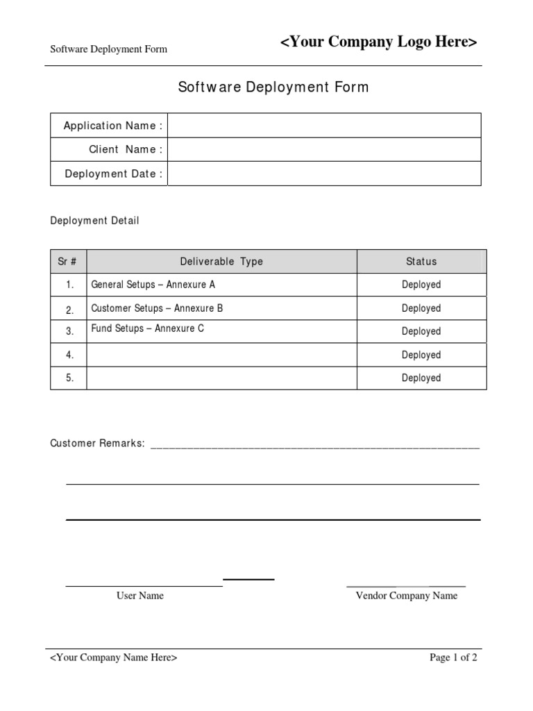 Software Deployment Form | Download Free PDF | Cyberspace | Computing