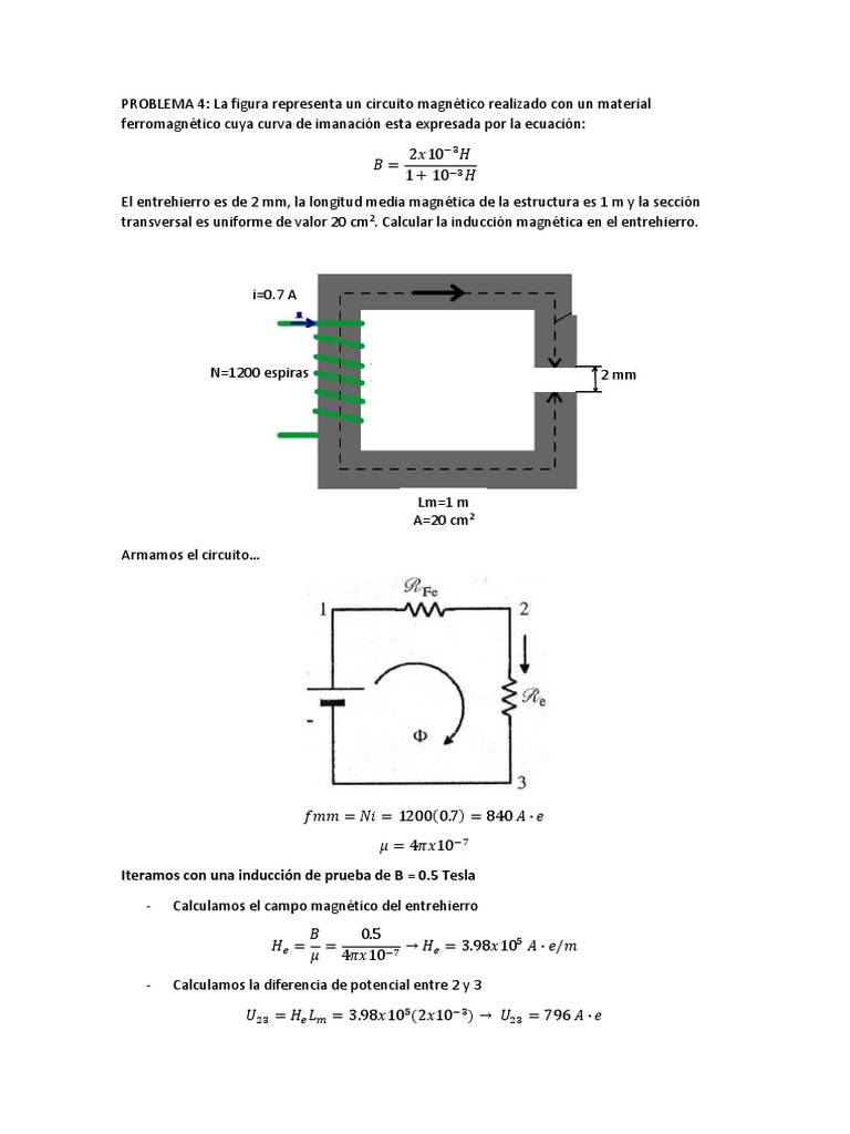 Maquinas Electricas Ejercicio Resuelto Campo Magnético Magnetismo