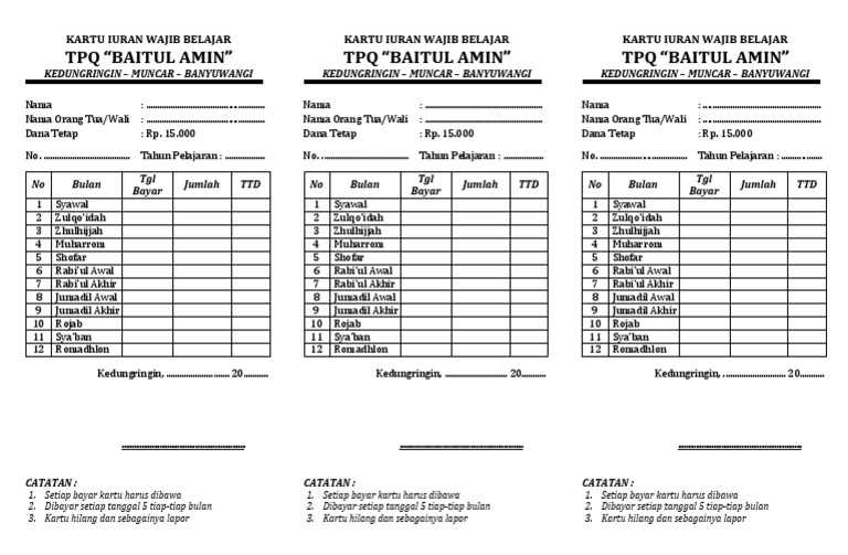 SPP TPQ Baitul Amin | PDF