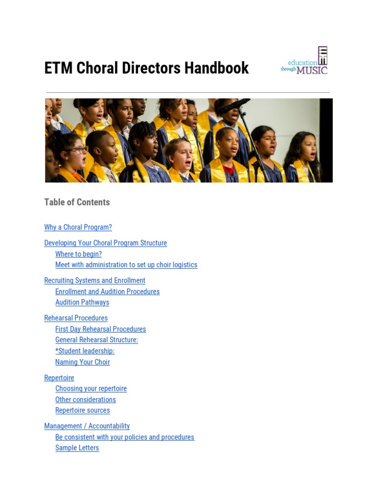 Choral Directors Handbook Guide | PDF | Choir | Conducting