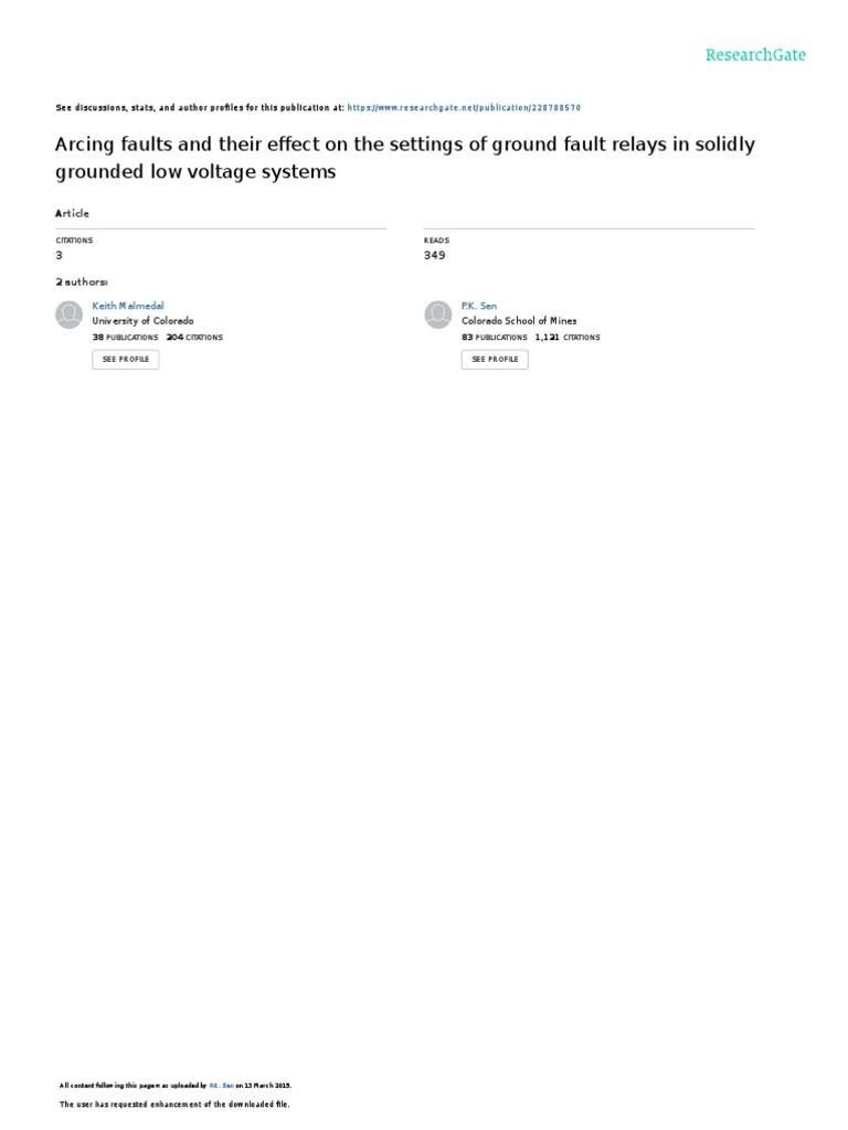 Arcing Faults and Their Effect On The Settings of | Download Free PDF ...