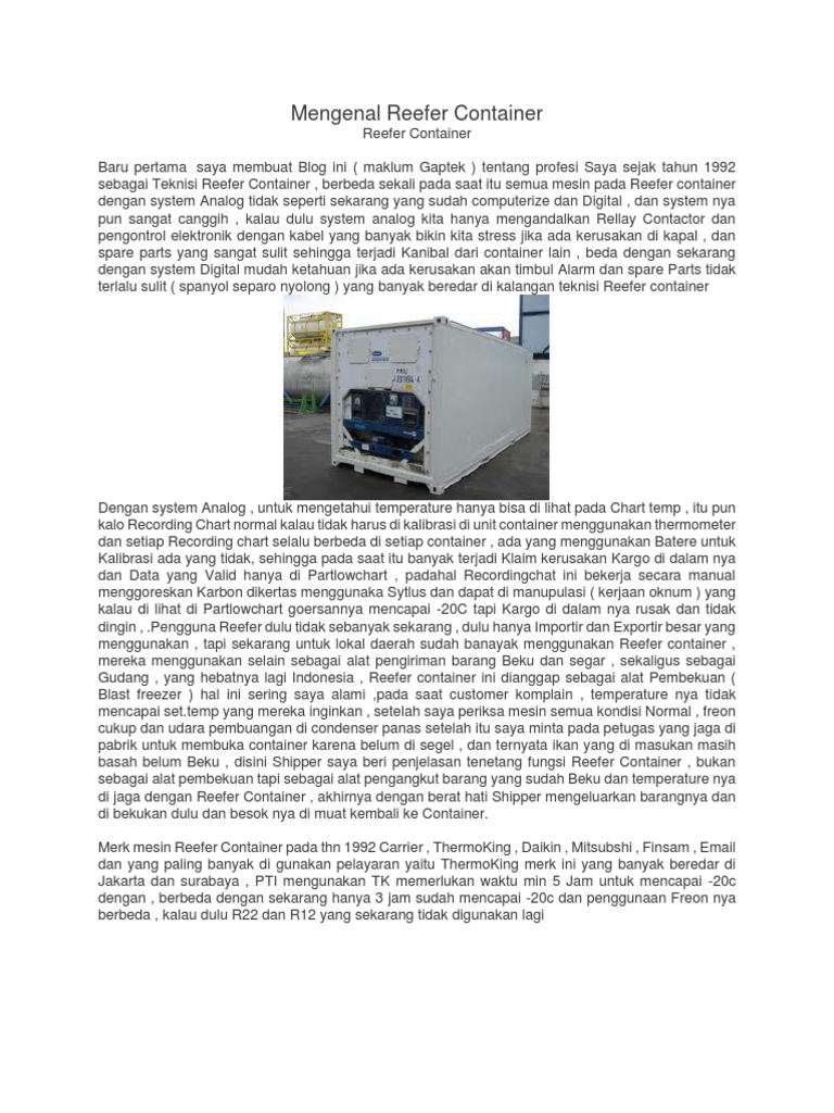 Mengenal Reefer Container | PDF