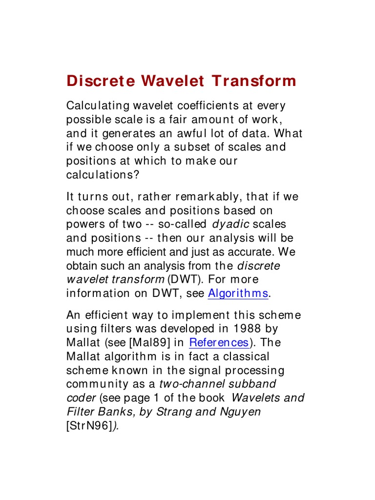 MATLAB 7.10.0 (R2010a) - Discrete Wavelet Transform - Wavelets - A New Tool For Signal Analysis ...