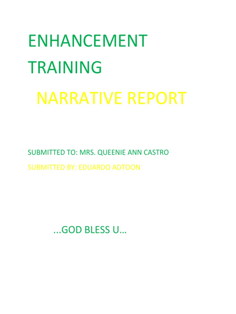 Enhancement Training: Narrative Report | PDF