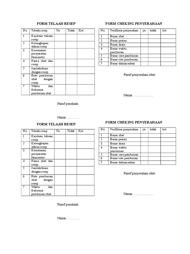 Form Telaah Resep | PDF