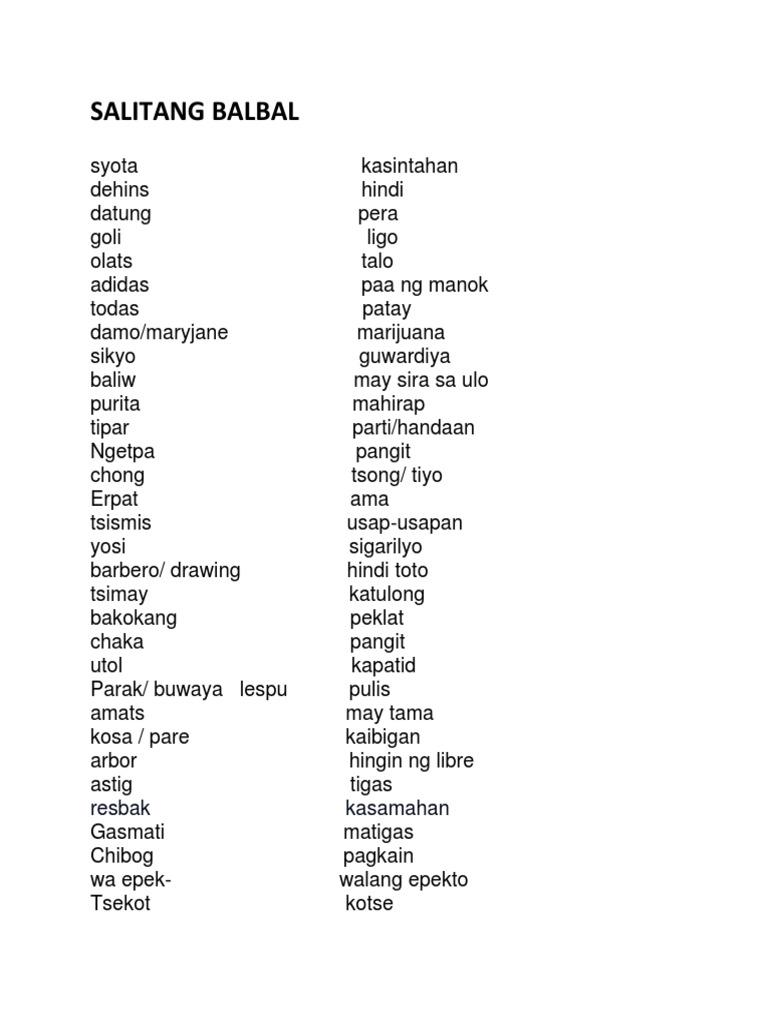 Salitang Balbal & Salitang Hiram | PDF