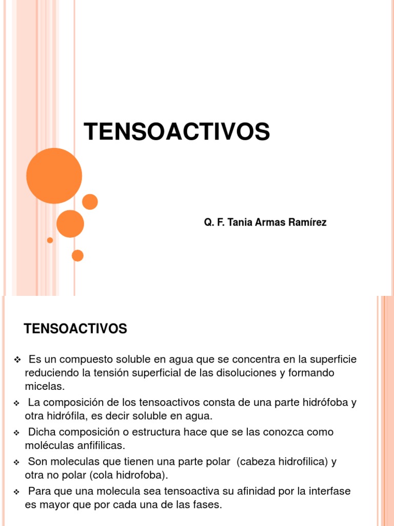 Sesión 7° Surfactantes y Tensoactivos | PDF | Tensioactivo | Sustancias ...