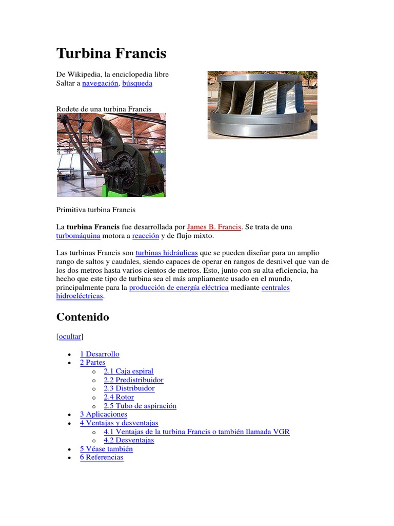 Partes de Turbina Francis | PDF | Tecnología energética | Máquinas
