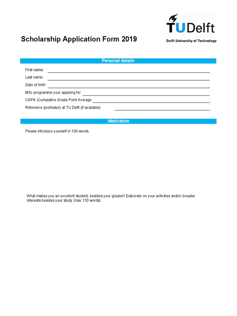 Scholarship Application Form 2019 | PDF