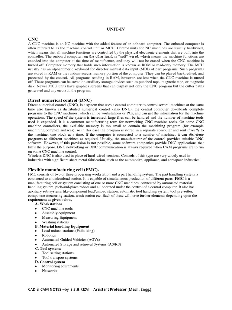 Unit-Iv CNC: Direct Numerical Control (DNC) | PDF | Automation ...