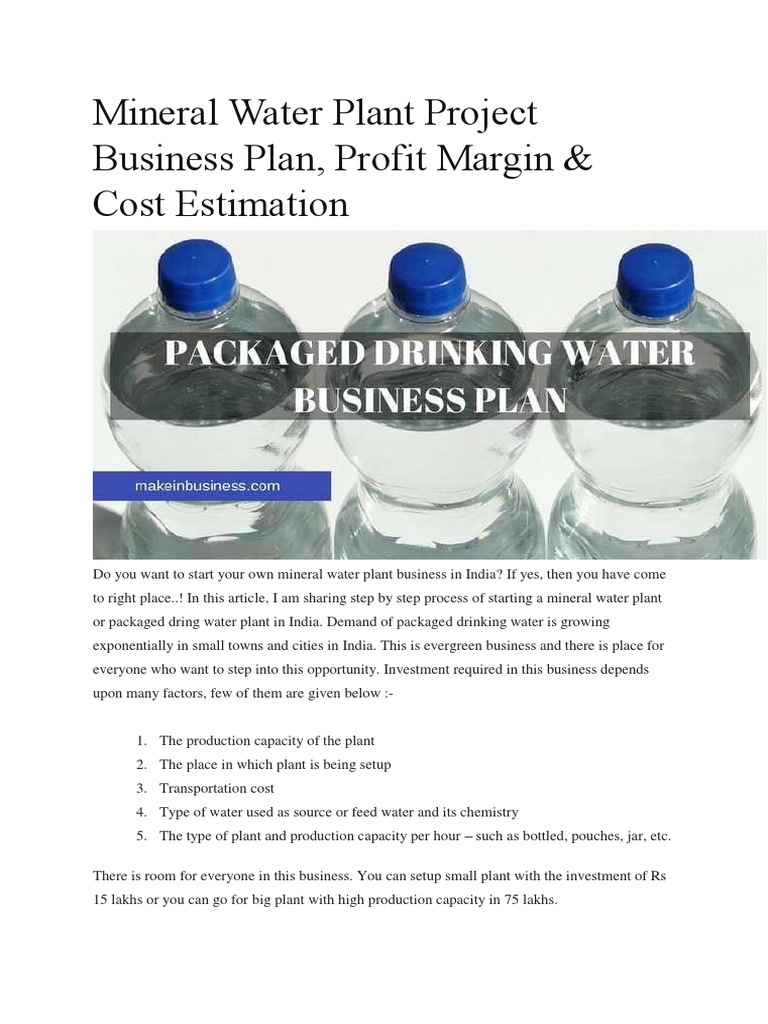 Business Plan 1 | PDF | Water Purification | Water Management