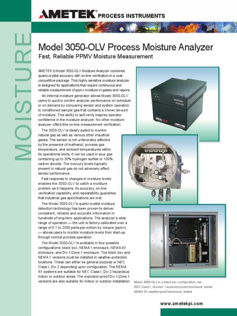 Ametek Model 3050OLVRev2 | PDF | Gases | Natural Gas