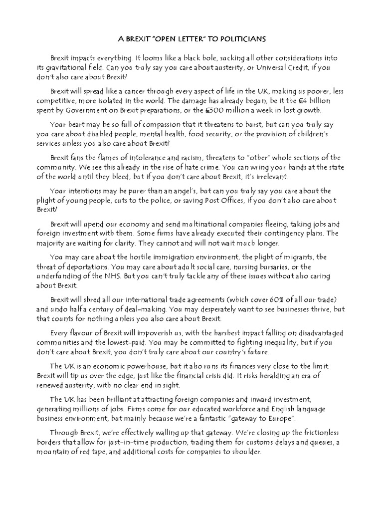 Open Brexit Letter Handwriting v3 | PDF | Brexit | Immigration