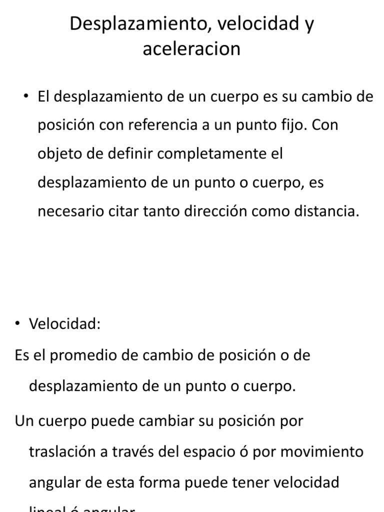 Desplazamiento, Velocidad y Aceleracion | PDF | Velocidad | Movimiento (física)