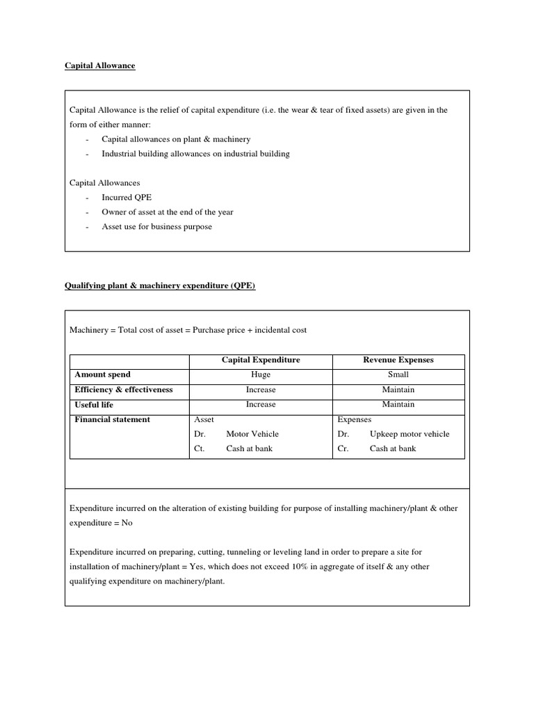 Capital Allowance | PDF | Expense | Capital (Economics)