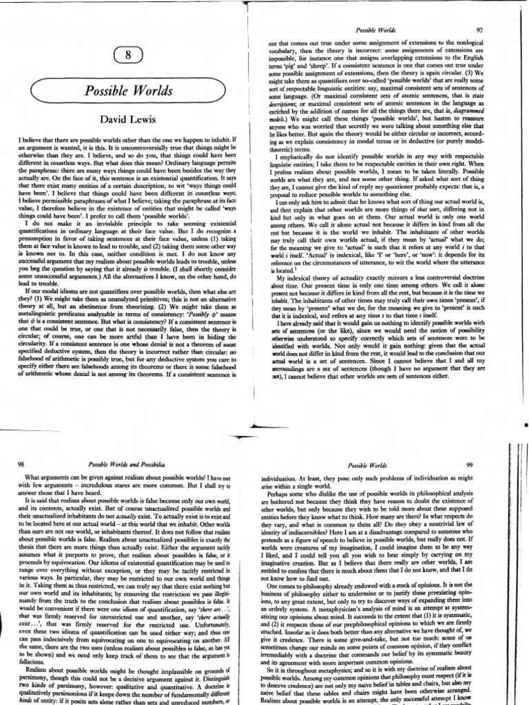 Lewis's Modal Realism Explained | PDF | Modal Logic | Space