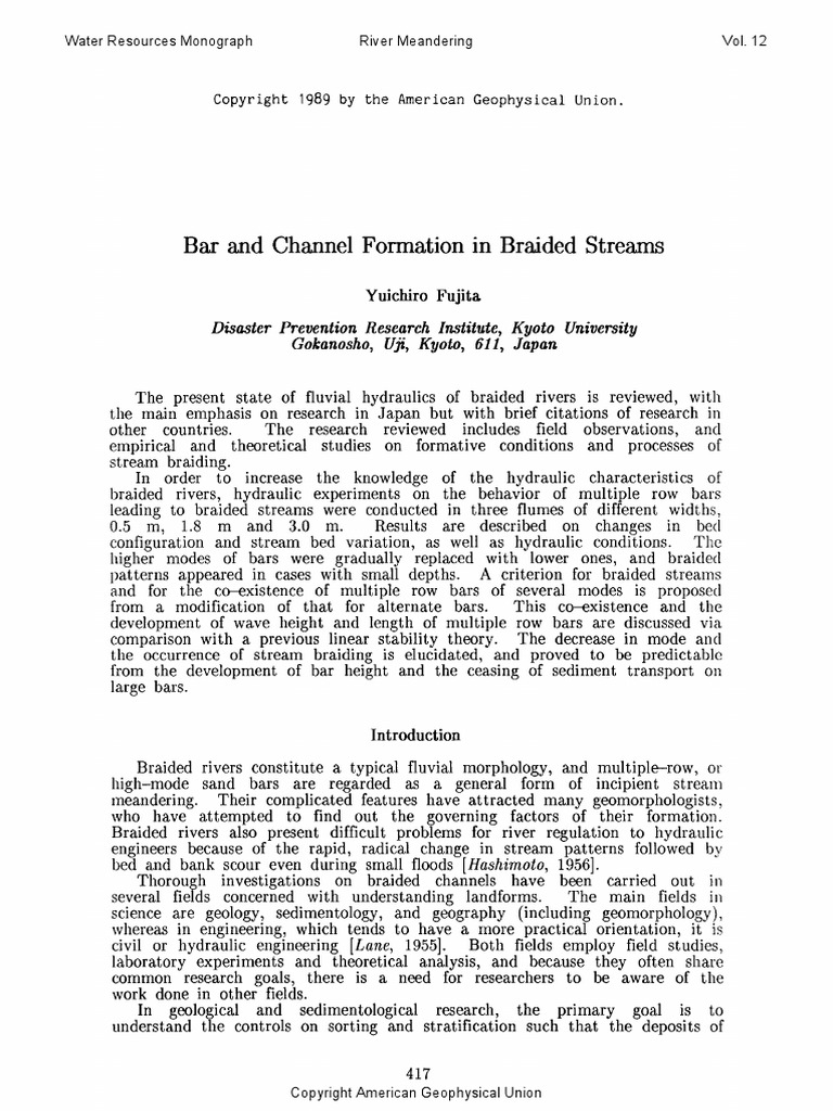 Bar and Channel Formation in Braided Streams | PDF | River | Shoal