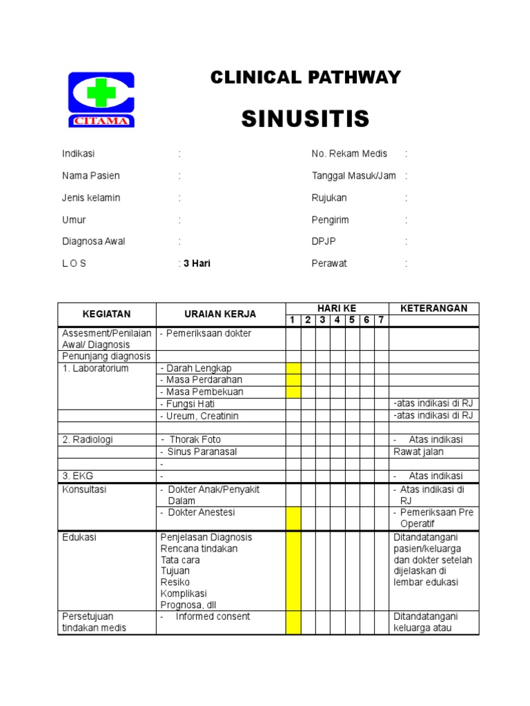 Clinical Pathway Sinusitis | PDF
