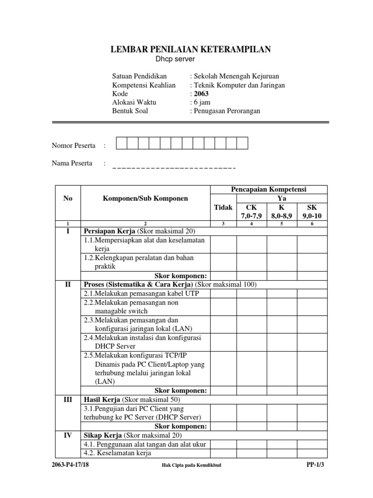 Format Penilaian Keterampilan Teknik Komputer Dan Jaringan Pdf