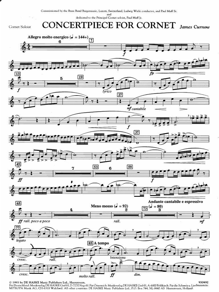Concertpiece For Cornet Cornet Soloist PDF | PDF