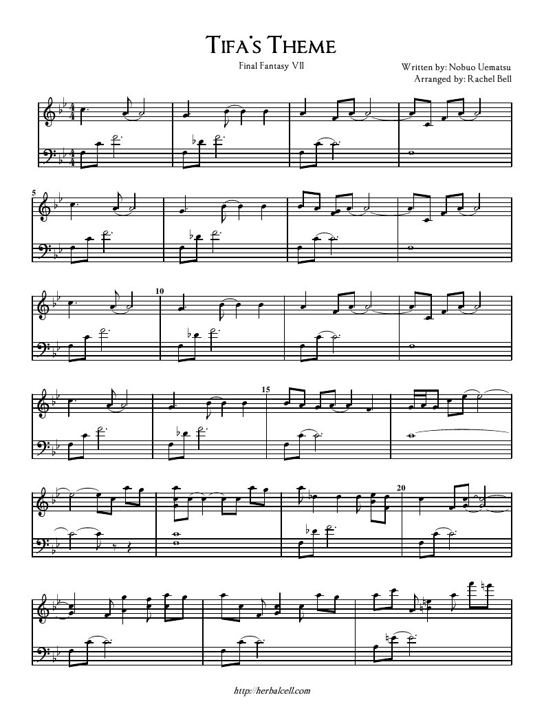 Final Fantasy 7 Tifas Theme | PDF