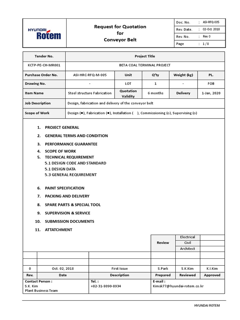 Conveyor Belt RFQ for Beta Coal Project | PDF | Rain | Corrosion