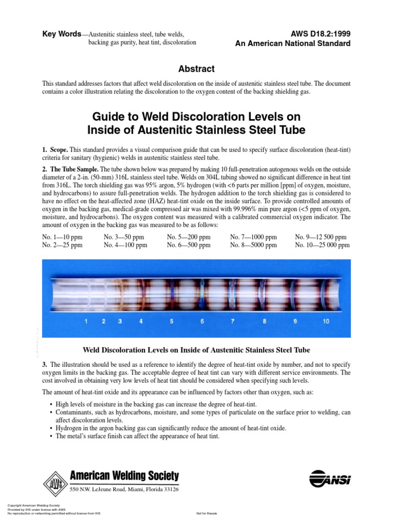 AWS D18.2 (1999) | Stainless Steel | Welding