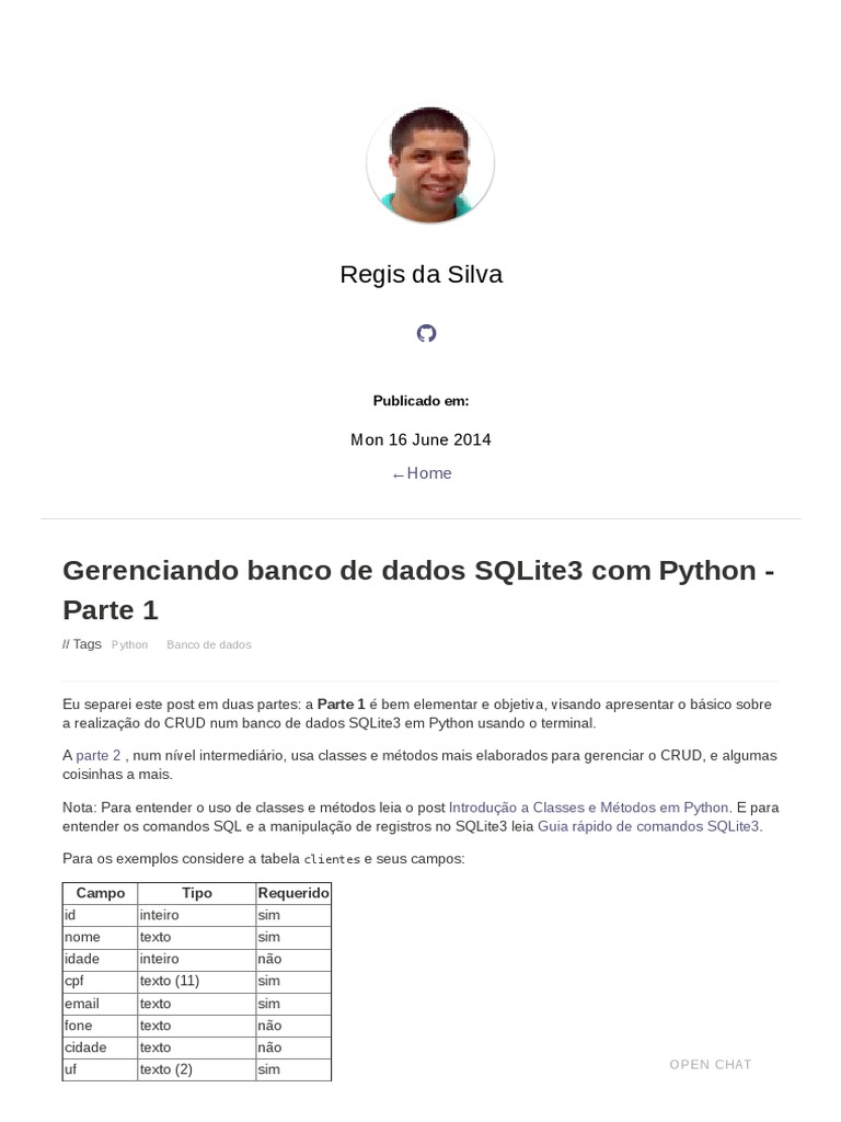 Gerenciando Banco de Dados SQLite3 Com Python - Parte 1 Por Regis Da ...