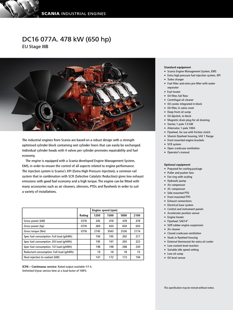 DC16 Engine 478kW | PDF | Engines | Piston