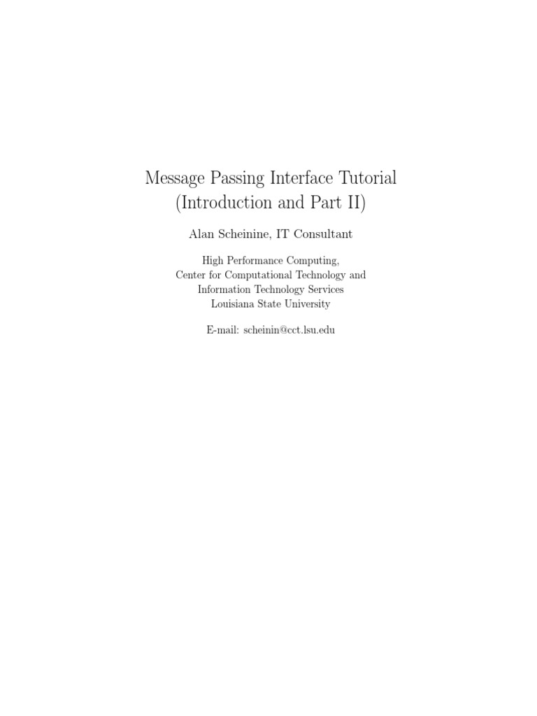02 Message Passing Interface Tutorial Download Free Pdf Message Passing Interface Subroutine