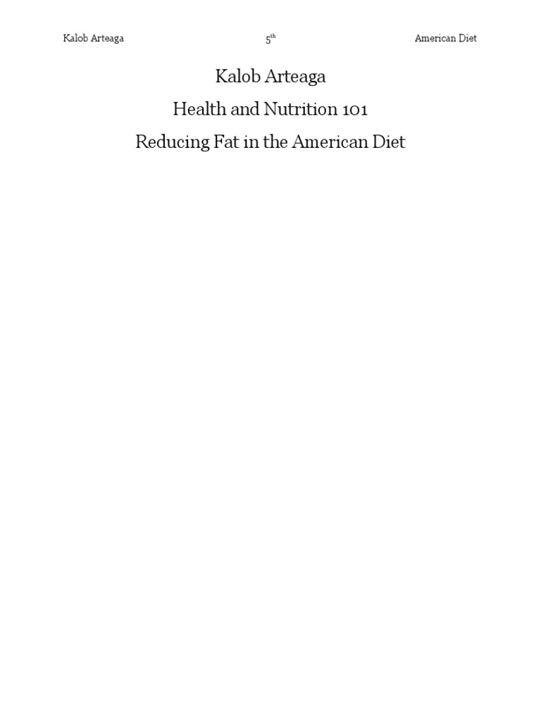 Reducing Belly Fat in American Diet | PDF