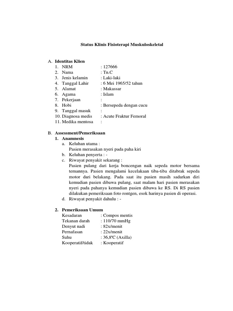 Status Klinis FT Muskulo Acute Femoral Fracture | PDF