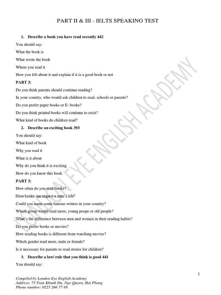 Part II & III Speaking | PDF