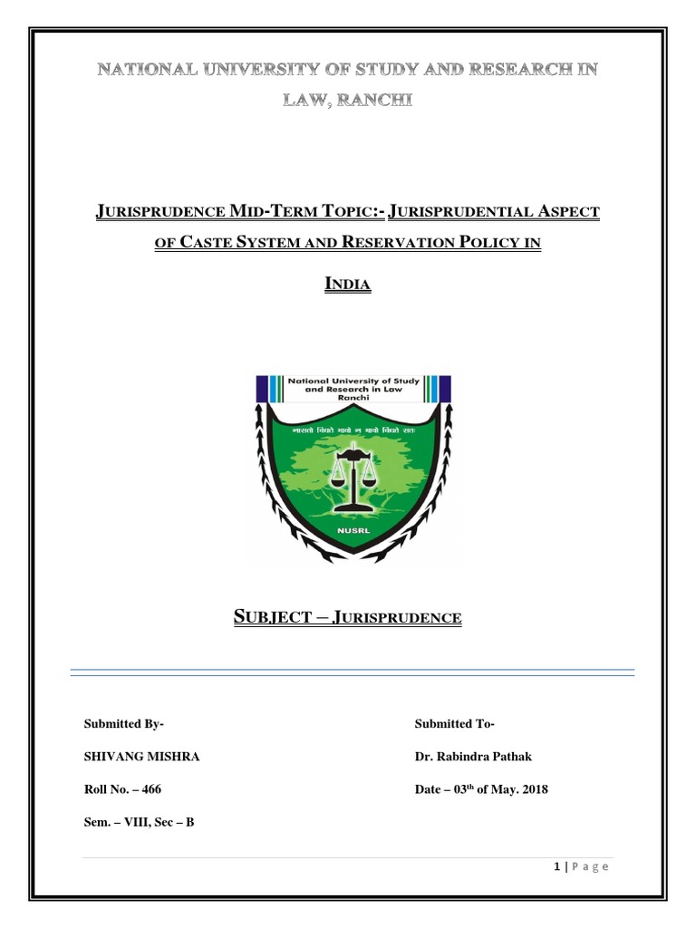 Juris Project | PDF | Caste | Justice