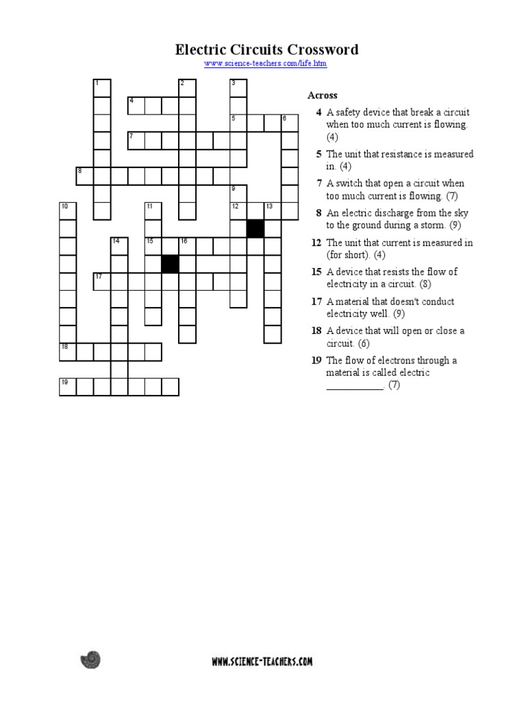 Electric Circuits Crossword Puzzle | PDF | Electric Current | Electricity