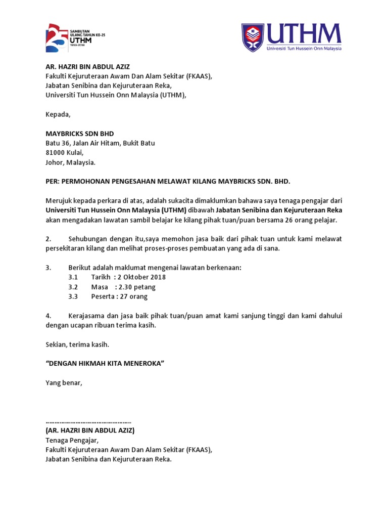 Surat Memohon Pengesahan | PDF