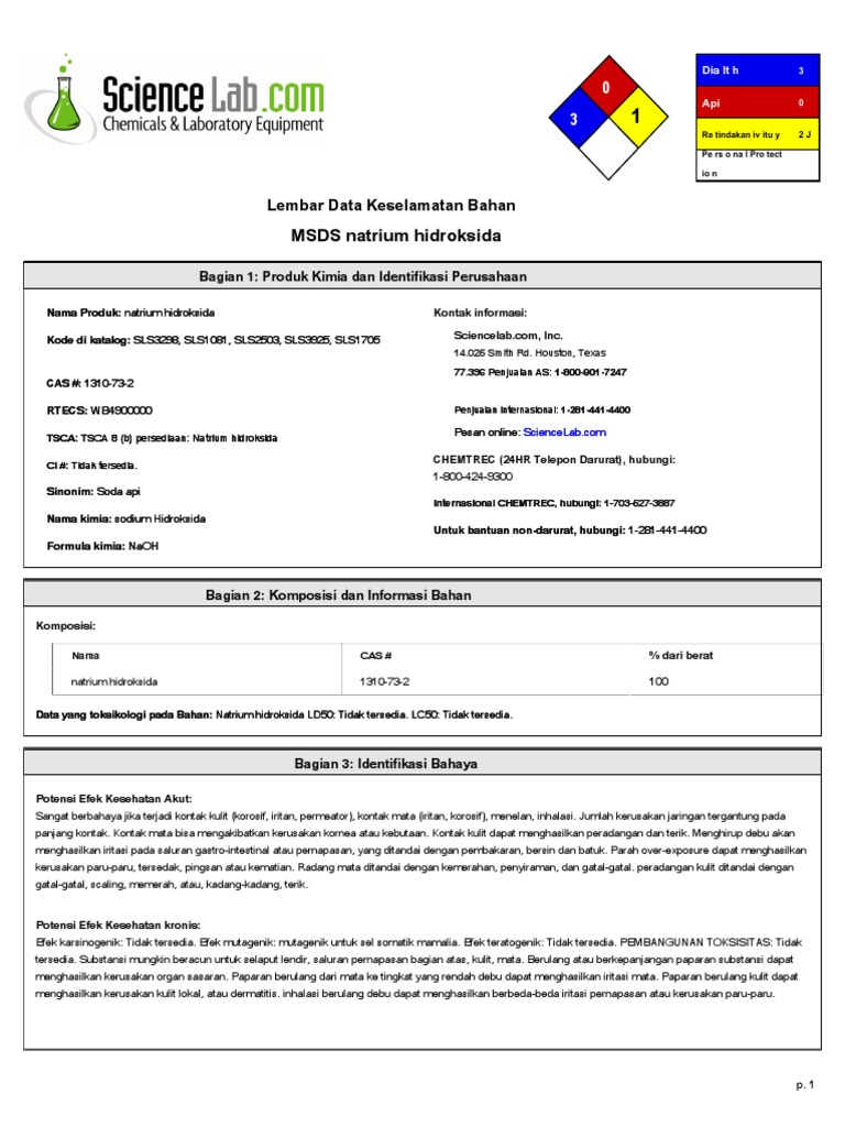 Msds Naoh | PDF