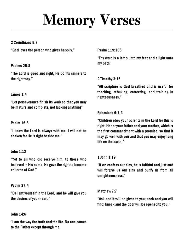 CBA - Memory Verses - 2nd Periodical Test | PDF