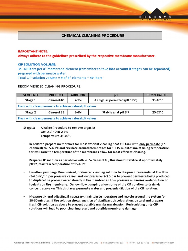 CIP Procedure of RO Membrane | Membrane | Ph