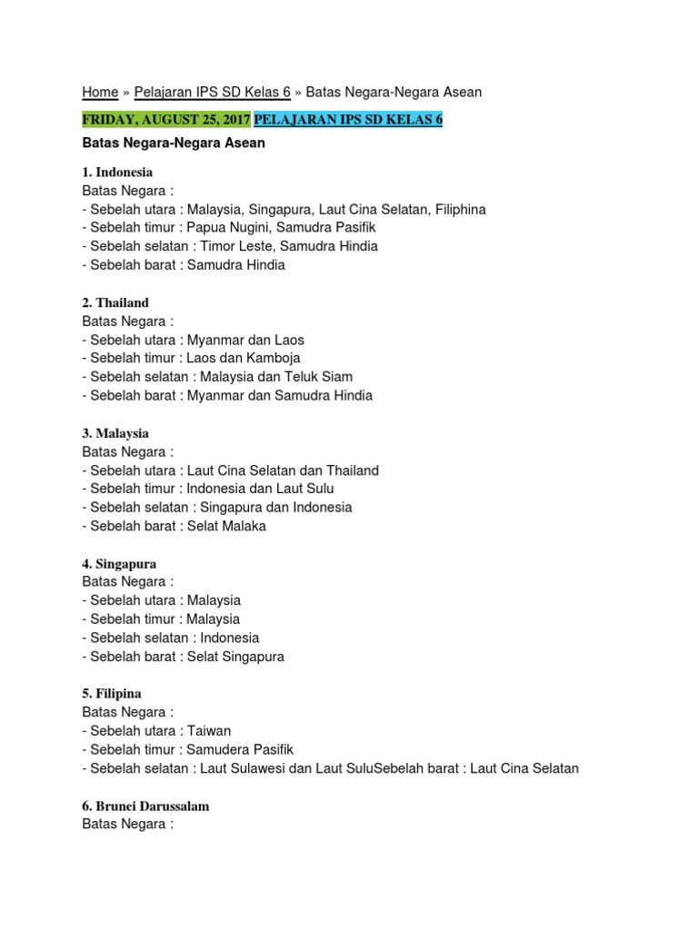 Batas Wilayah Negara-Negara ASEAN | PDF