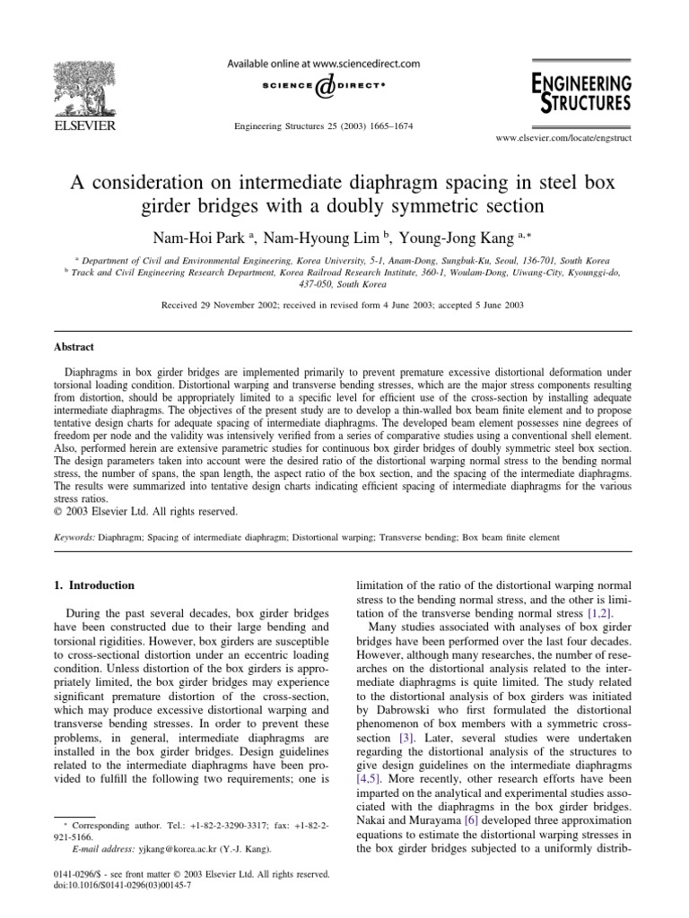 A Consideration On Intermediate Diaphragm Spacing in Steel Box | PDF ...