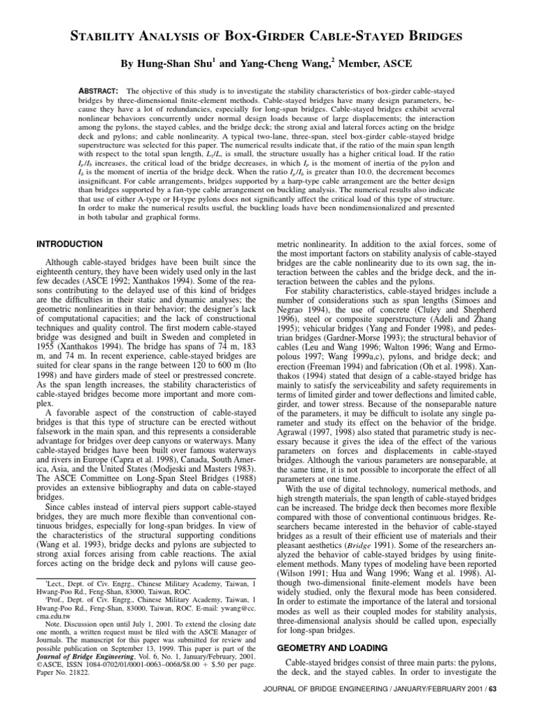 Stability Analysis of Box-Girder Cable-Stayed Bridges | PDF | Buckling ...