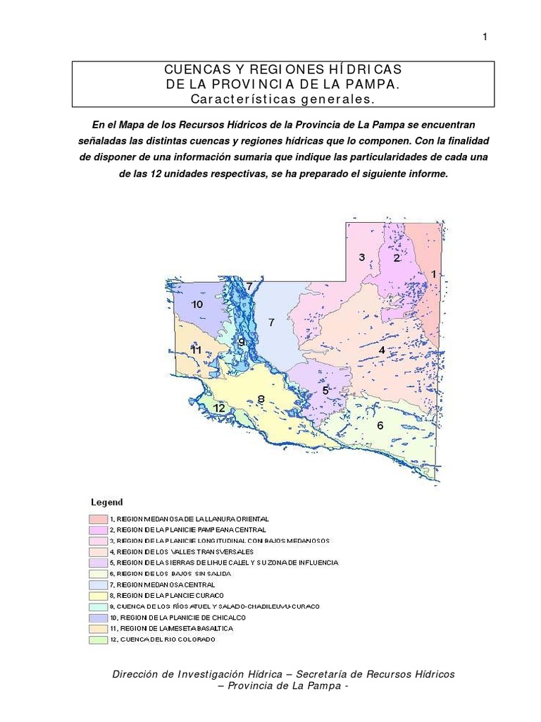 Cuencas y Regiones Hídricas de La Provincia de La Pampa | PDF | Agua ...