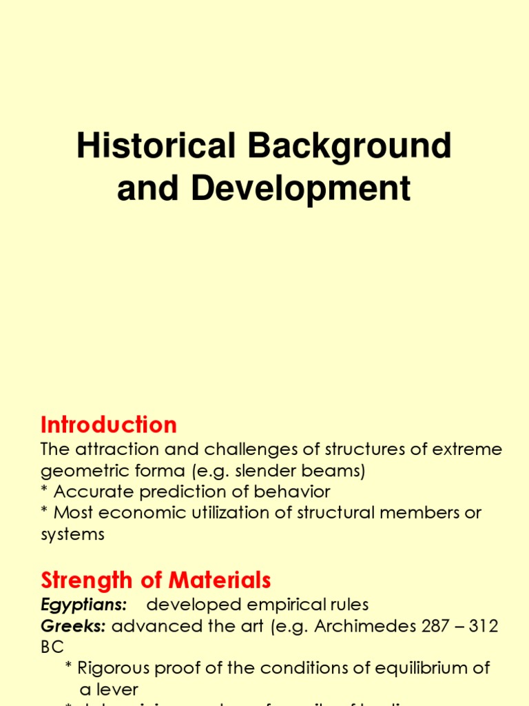 Lecture 2 A UJ Historical Background | PDF | Buckling | Bending