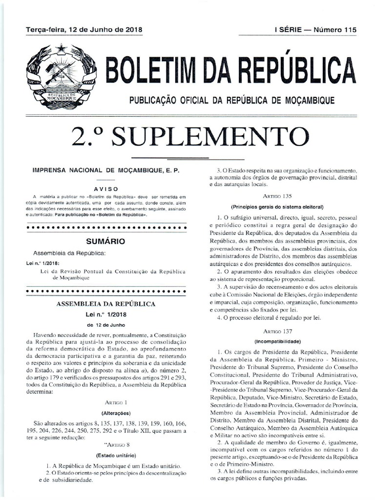 Constituicao Da Republica Mocambicana -BR 2018
