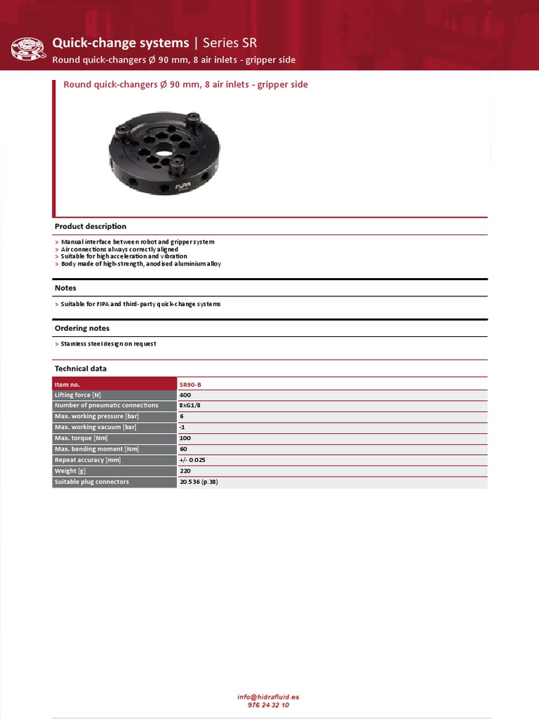 Quick-Change Systems - Series SR: Round Quick-Changers Ø 90 MM, 8 Air ...